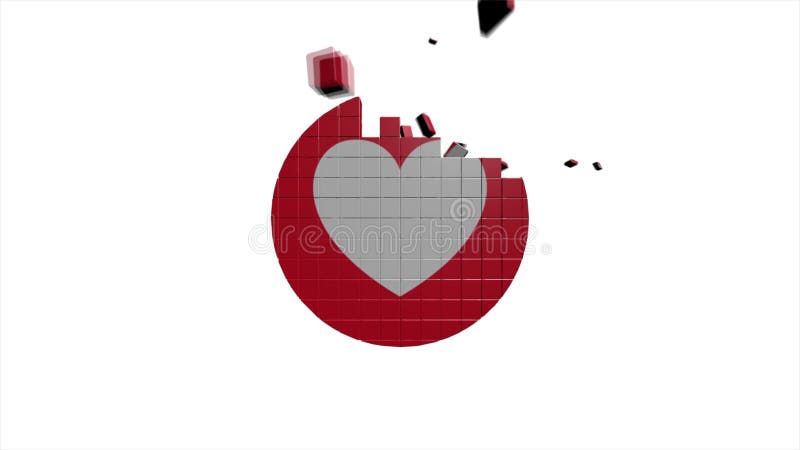3D Heart Button Animation with Increasing Counting of Numbers on ...