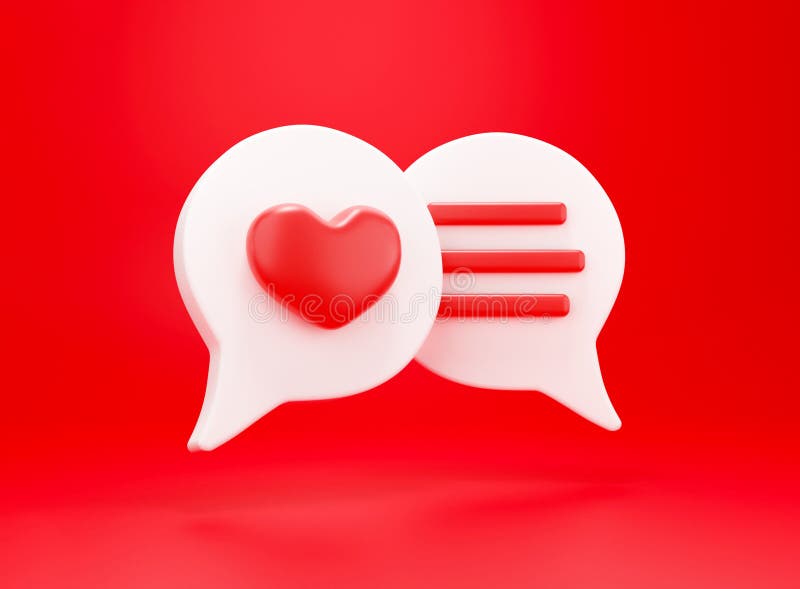 3d Heart with Chat Bubble. 3d Render Social Media Notification Love ...