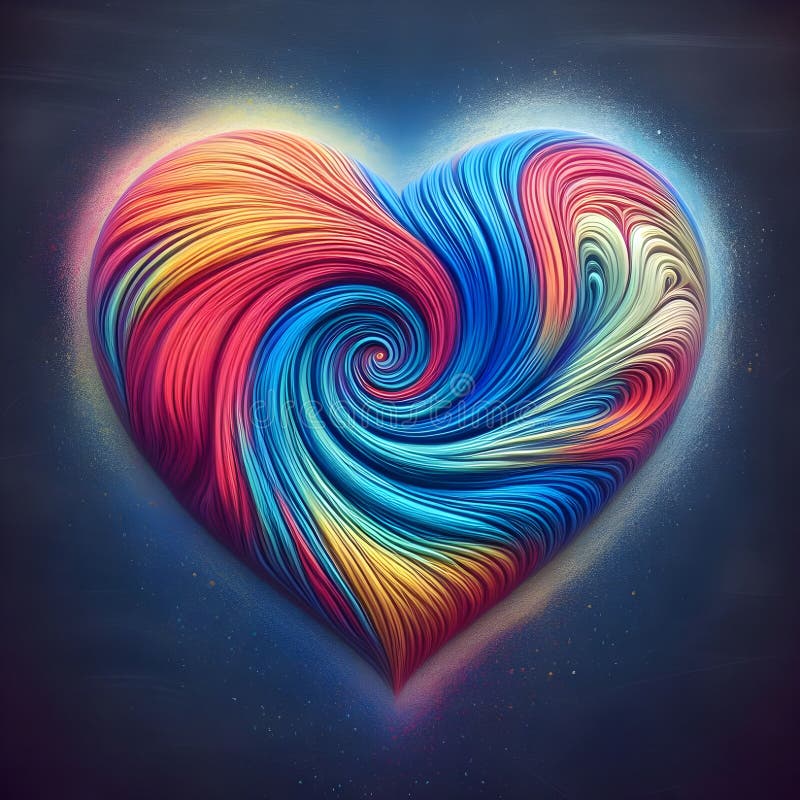 The 3D Heart Drawn with Chalk Has Bright Colors that Create a ...