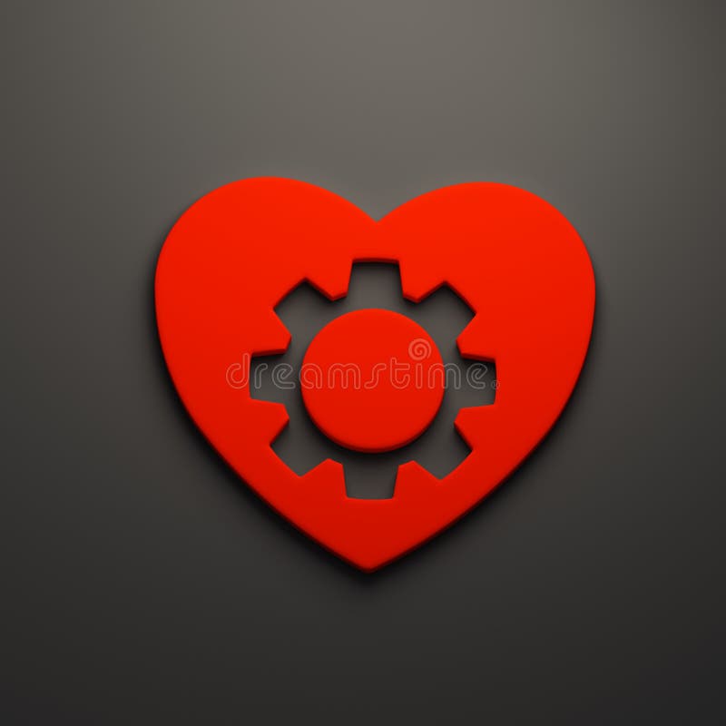 3D Heart gear render stock illustration. Illustration of graphic ...