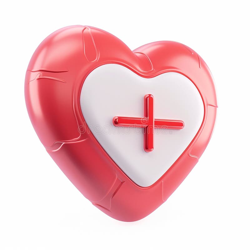 3D Heart Icon Representing Healthcare on a White Background Stock ...