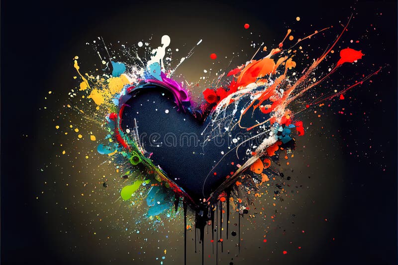 3d Heart Made of Multicolored Paint in Expression. Generative AI Stock ...