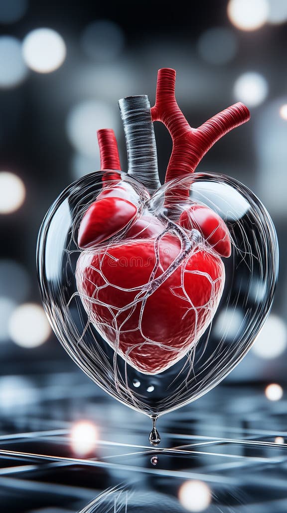 3D Heart Model Displayed in Transparent Design Emphasizing ...