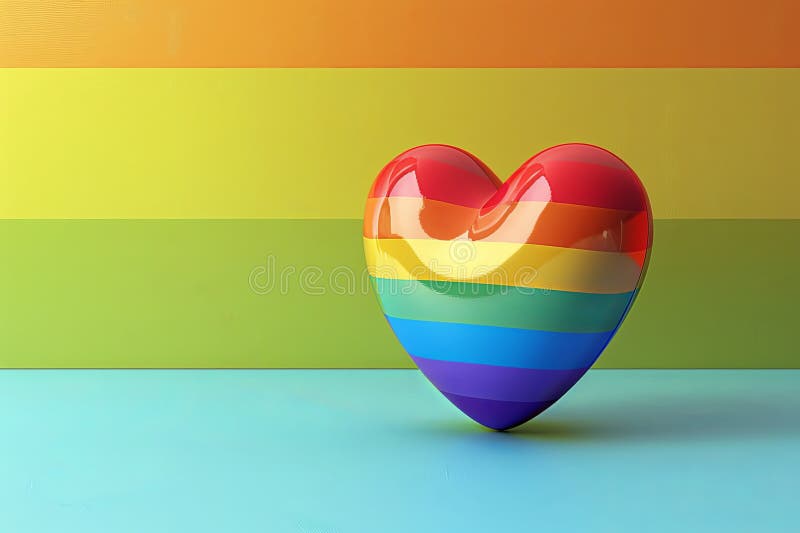 3D Heart in Rainbow Pride Colors on a Simple Backdrop Stock ...