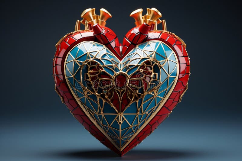 3D Heart Shape with Geometric Patterns, Generative Ai Stock ...