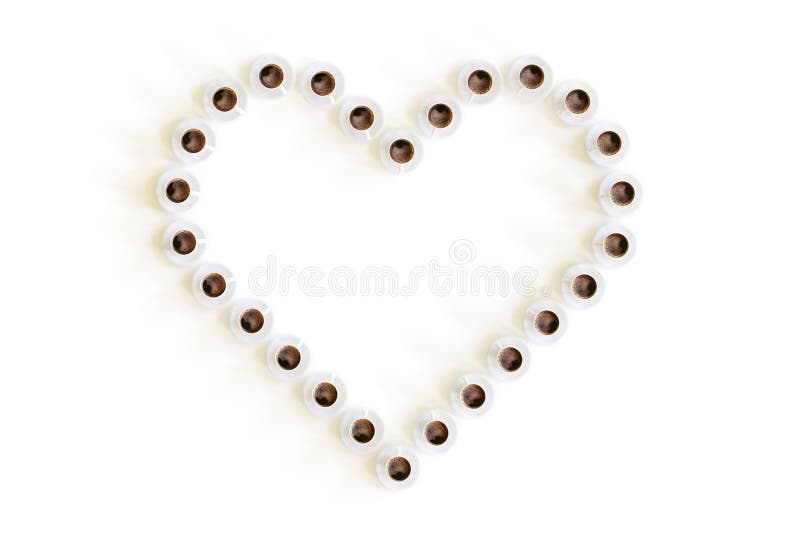 3D Heart Shape Made of Coffee Cups Isolated on White Background Stock ...