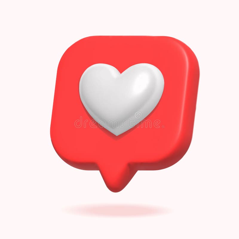 3d Heart in Speech Bubble Icon. Social Media Icon Stock Vector ...