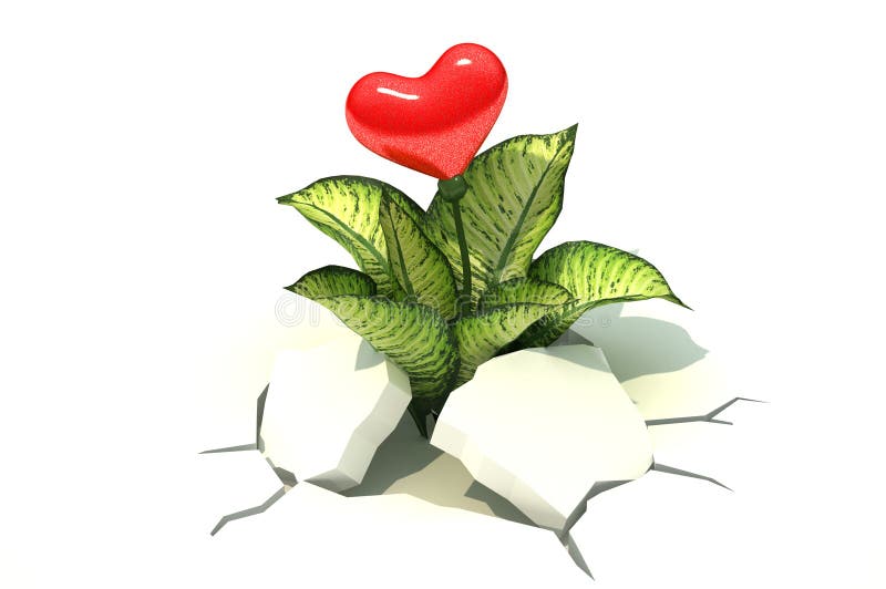 3d heart sprout stock illustration. Illustration of romantic - 37422995