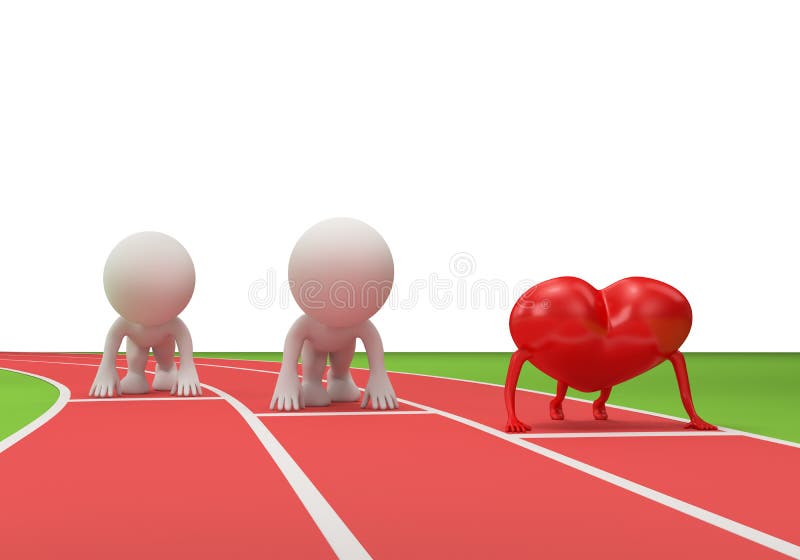 3D heart at the start stock illustration. Illustration of athlete ...