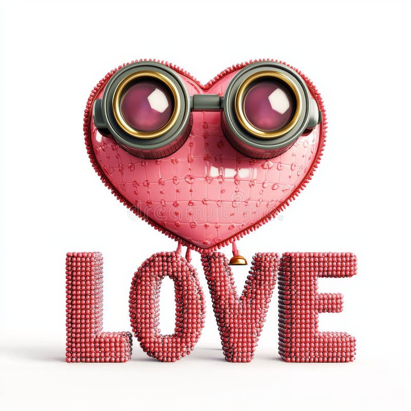 The 3D Heart Uses a Telescope To Hunt for Authentic Love. Stock Image ...