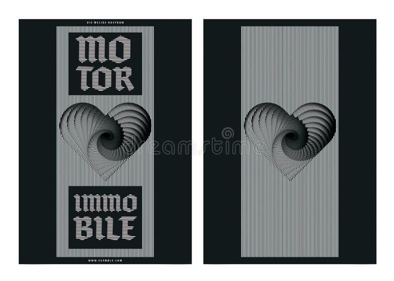 3D Heart Vortex Monochrome Poster Template. Stock Illustration ...
