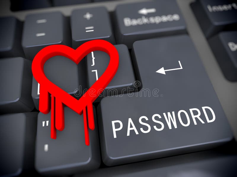 3d Heartbleed Symbol on Keyboard Stock Illustration - Illustration of ...
