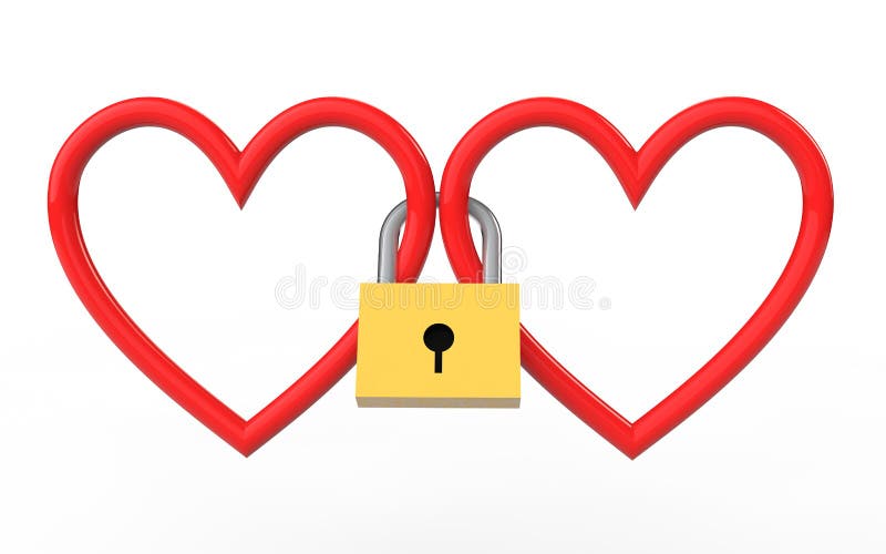 Two hearts locked together stock illustration. Illustration of cupid ...