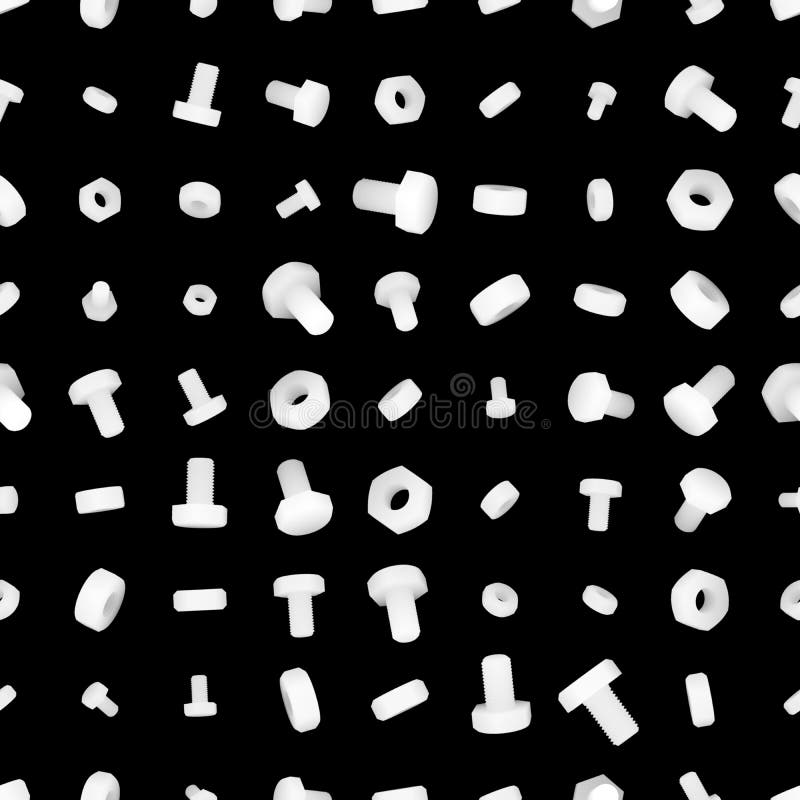 3d Rendering. Height Map. Seamless Pattern of Bolts and Nuts of ...