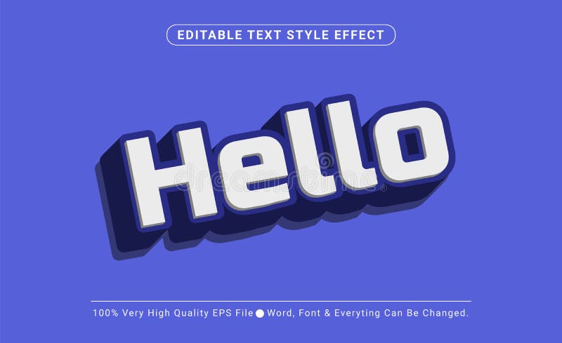 3D Hello Text Style Effect, Editable Text Effect Stock Vector ...