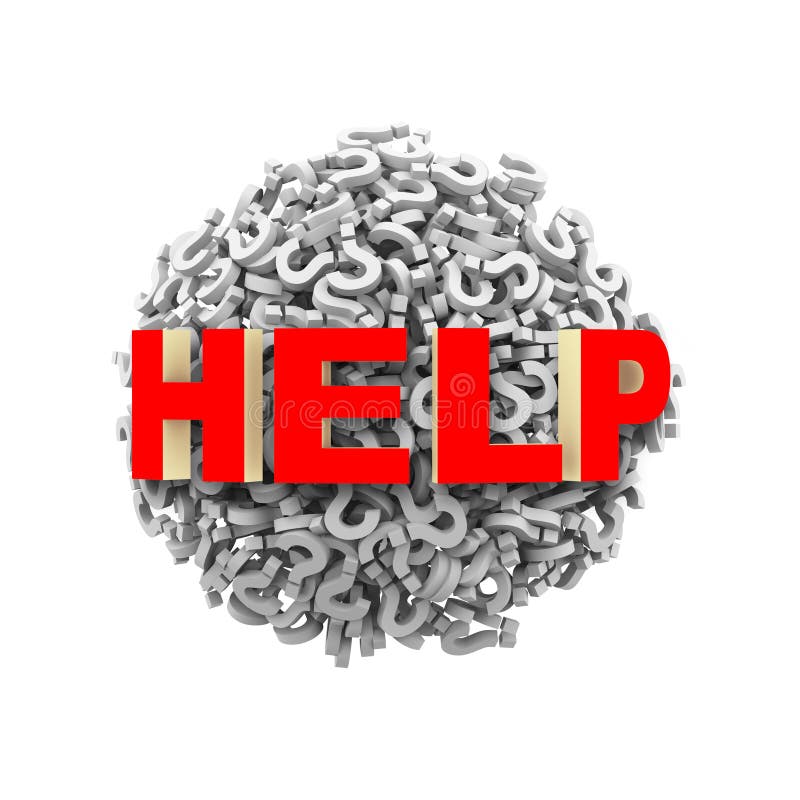 3d Help Question Mark Sphere Ball Stock Illustration - Illustration of ...