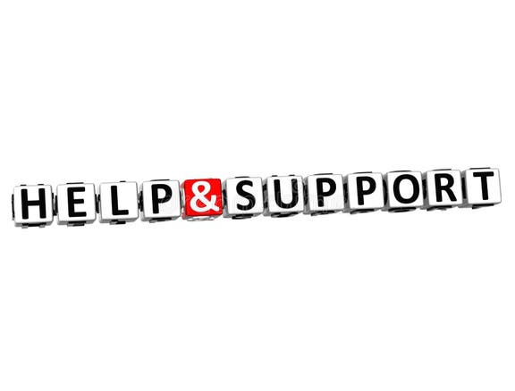 3D Help and Support Button Click Here Block Text Stock Illustration ...