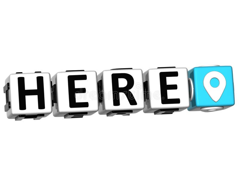 3D Here Button Click Here Block Text Stock Illustration - Illustration ...
