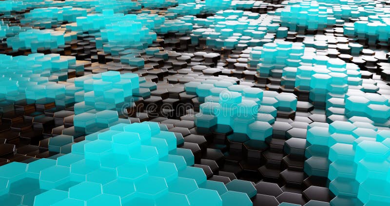 3d Hexagonal Blocks of Black and Blue Plastic Stock Illustration ...