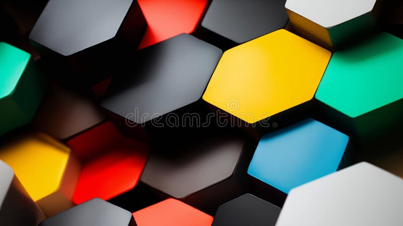 3D Hexagonal Coloured Blocks Design Pattern Wallpaper Stock ...