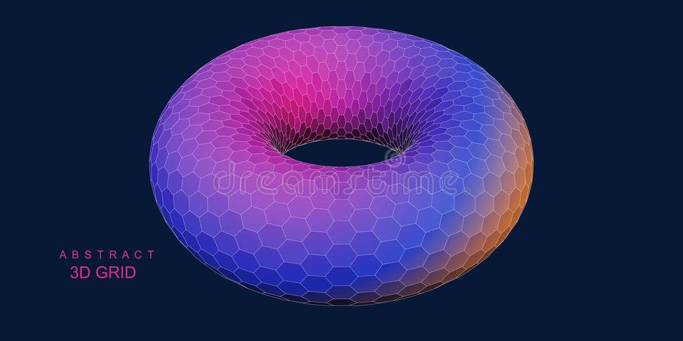 3D Hexagonal Geometric Color Shape. Torus Consisting of Poligonales ...