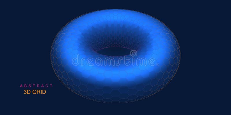 3D Hexagonal Geometric with Color Wireframe Shape. Torus Consisting of ...