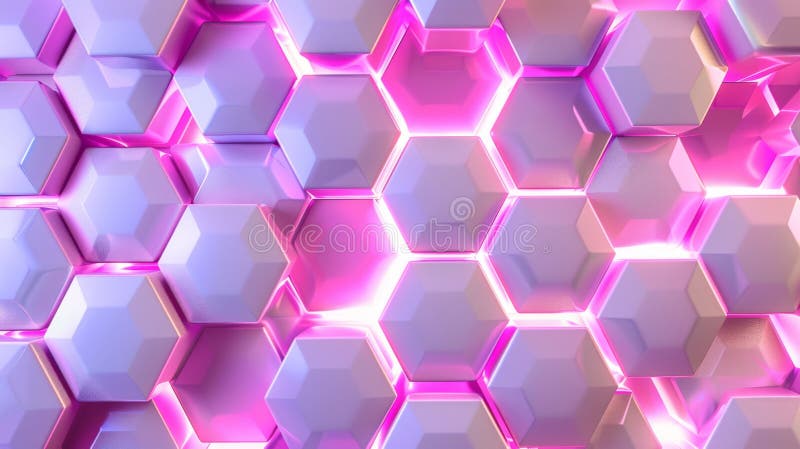 3d Hexagonal Geometric Pattern with Glowing Pink Backlight Stock Image ...