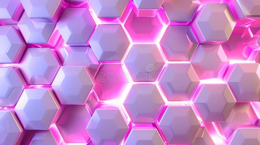 3d Hexagonal Geometric Pattern with Glowing Pink Backlight Stock Image ...