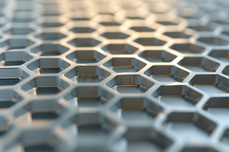 3D Hexagonal Metallic Pattern. Close-Up of Hexagon Array Stock Image - Image of structure ...