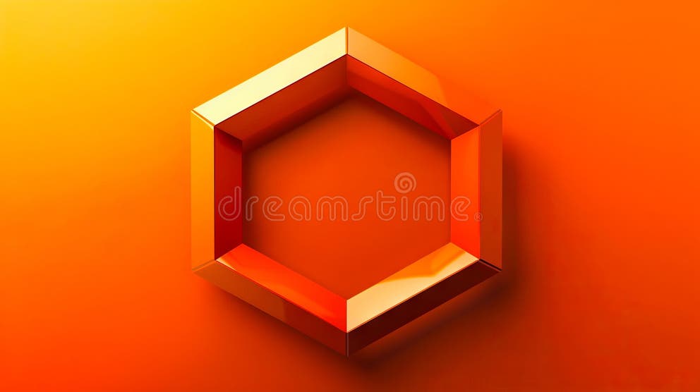A 3d Hexagonal Shape on an Orange Background Stock Photo - Image of ...