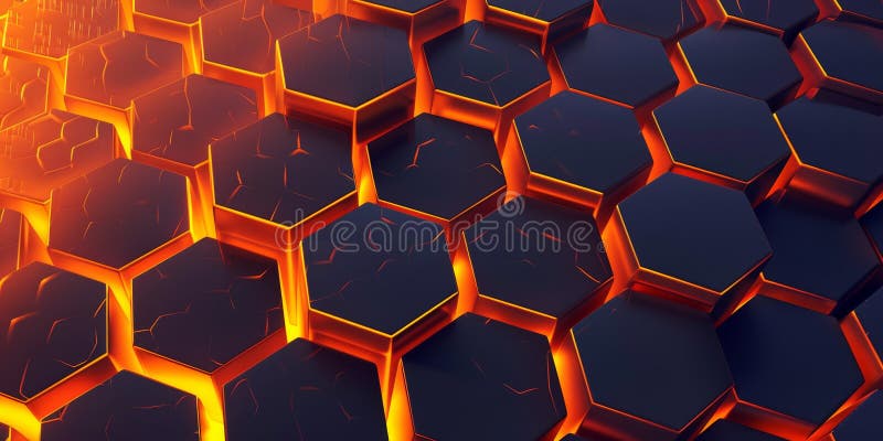 Futuristic Hexagonal Pattern with Glowing Lava Effect, Ideal for 3D ...