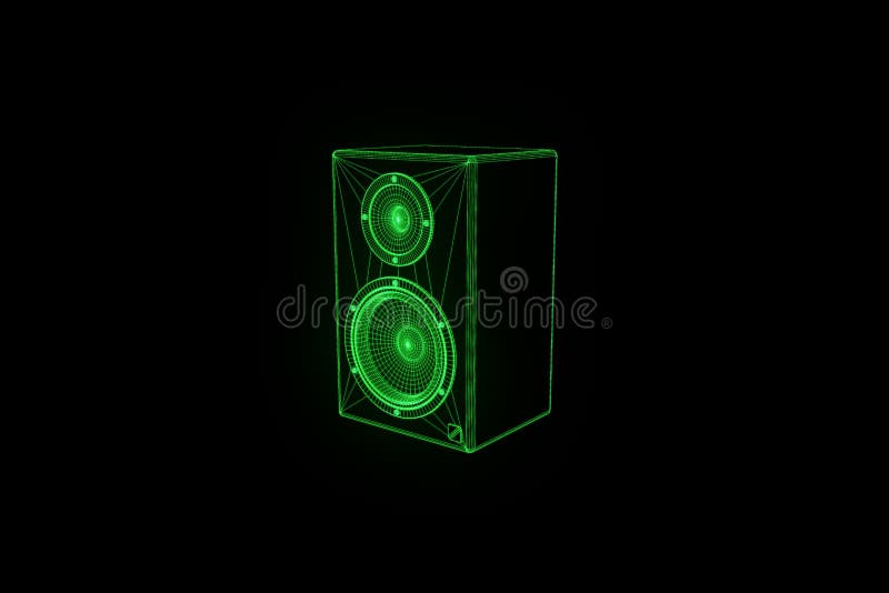3D HIFI Speaker in Wireframe Hologram Style. Nice 3D Rendering Stock ...
