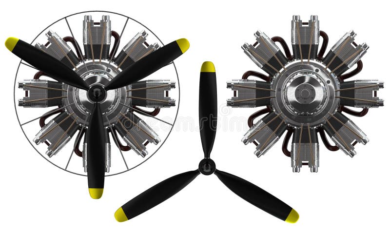 3d High Power Star Engine Wtih Propeller Stock Illustration ...