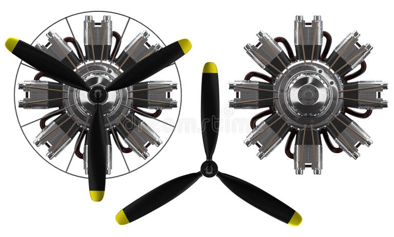 3d High Power Star Engine Wtih Propeller Stock Illustration ...
