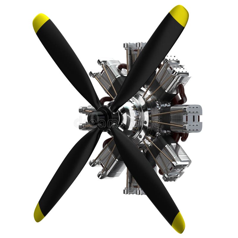 3d Star Engine Wtih Old Wooden Propeller Stock Illustration ...