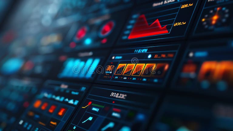 3D High-tech User Interface, Multiple Windows, Dynamic Data ...