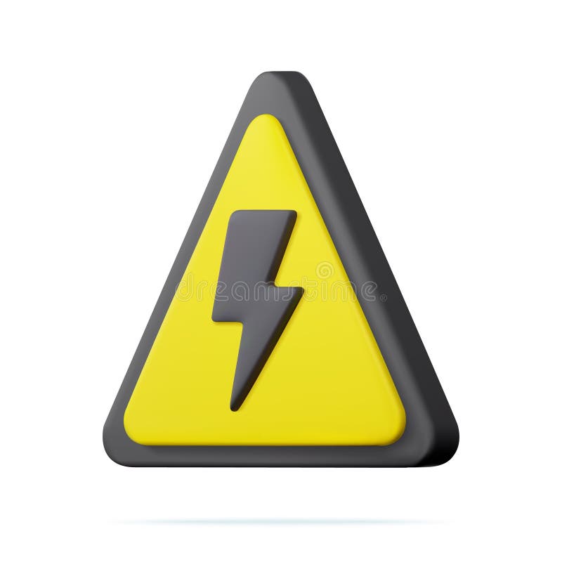 3d High Voltage Icon, Danger. Electric Hazard Sign with Lighting and ...
