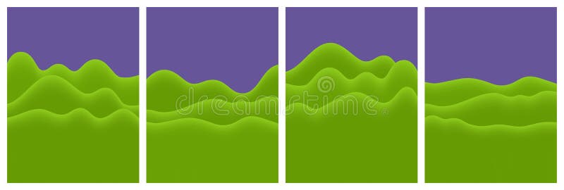 3D Hills Landscape. Green Grass Vector Background. Abstract Nature ...