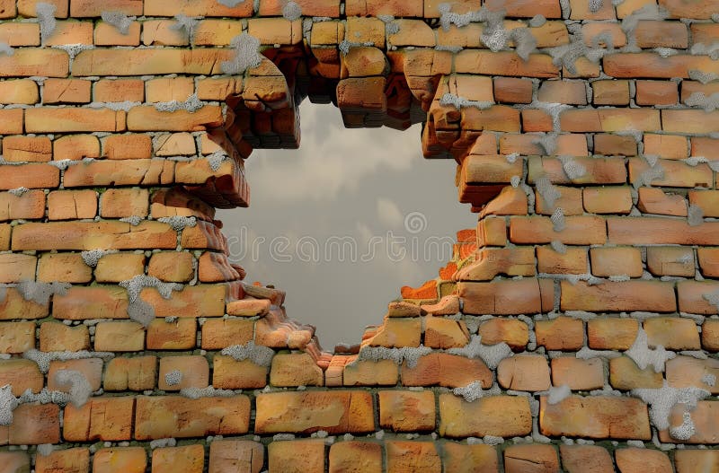 3D Hole in Brick Wall Background with Grunge Texture Stock Illustration ...