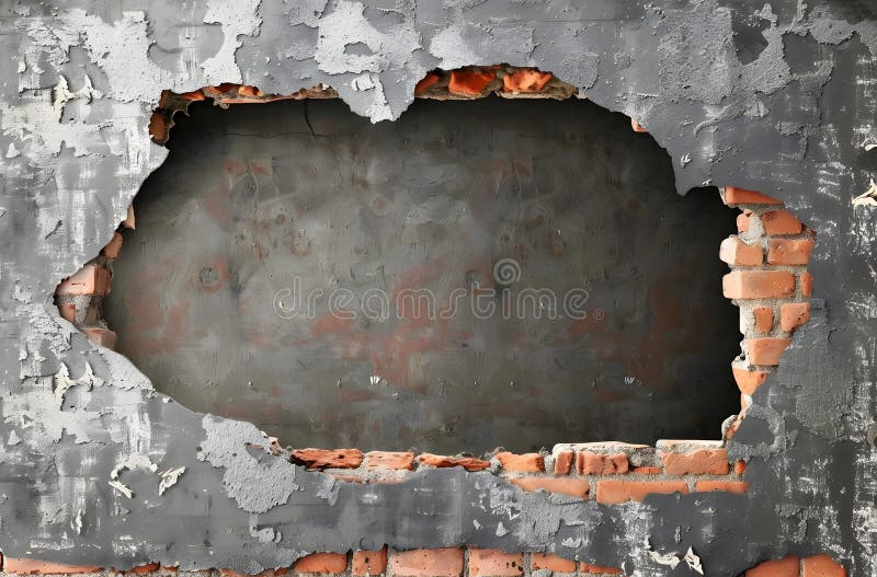 3D Hole in Brick Wall with Grunge Texture Stock Illustration ...