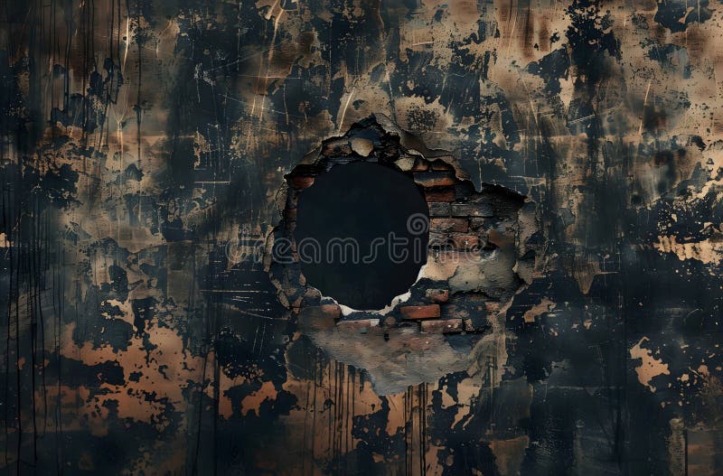 3D Hole in Brick Wall with Grunge Texture Stock Illustration ...