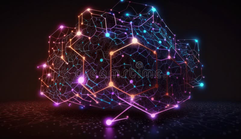 3D Hologram Abstract Background Network Connection Stock Illustration ...