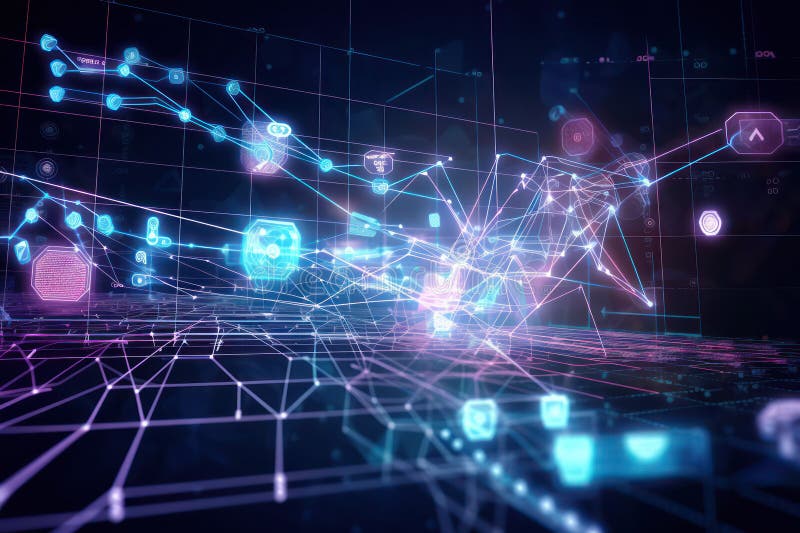 3D Hologram Abstract Background Network Connection Stock Illustration ...