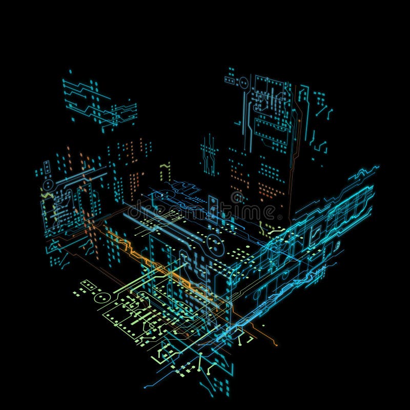 3d Hologram Futuristic Interface Stock Illustration - Illustration of ...
