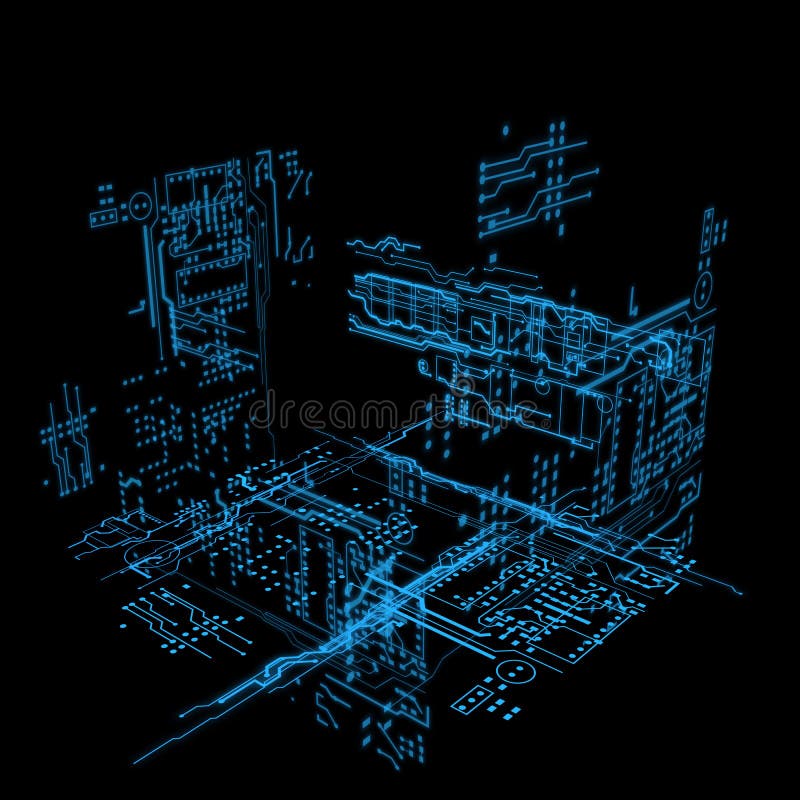 3d Hologram Futuristic Interface Stock Illustration - Illustration of ...