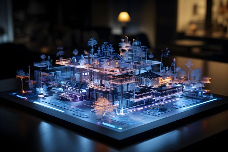 3D Hologram Modeling, Architecture, Technology Industry, Virtual ...