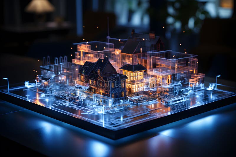 3D Hologram Modeling, Architecture, Technology Industry, Virtual ...