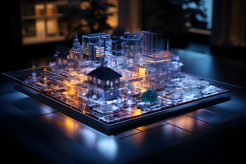 3D Hologram Modeling, Architecture, Technology Industry, Virtual ...