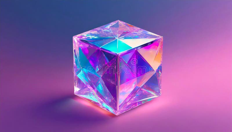 3d Holographic Abstract Cube,crystal Blocks with Holographic Purple ...