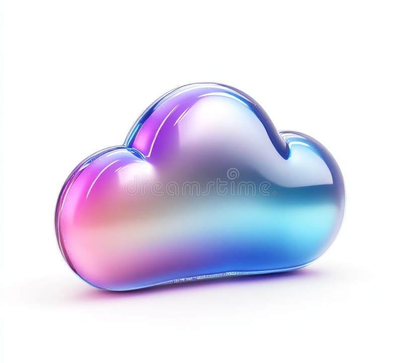 A 3D Holographic AI Cloud Icon Made of Glass, Depicting Image, Digital ...